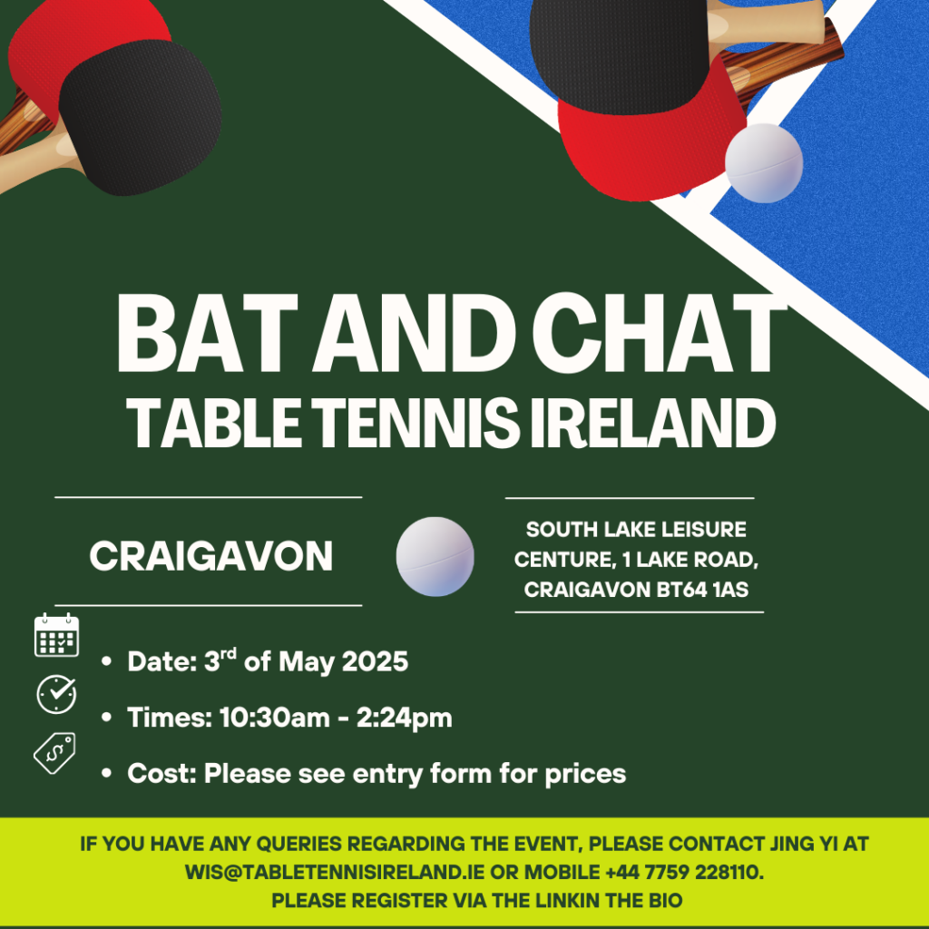 Bat and Chat – Social Table Tennis in Craigavon! – Table Tennis Ireland